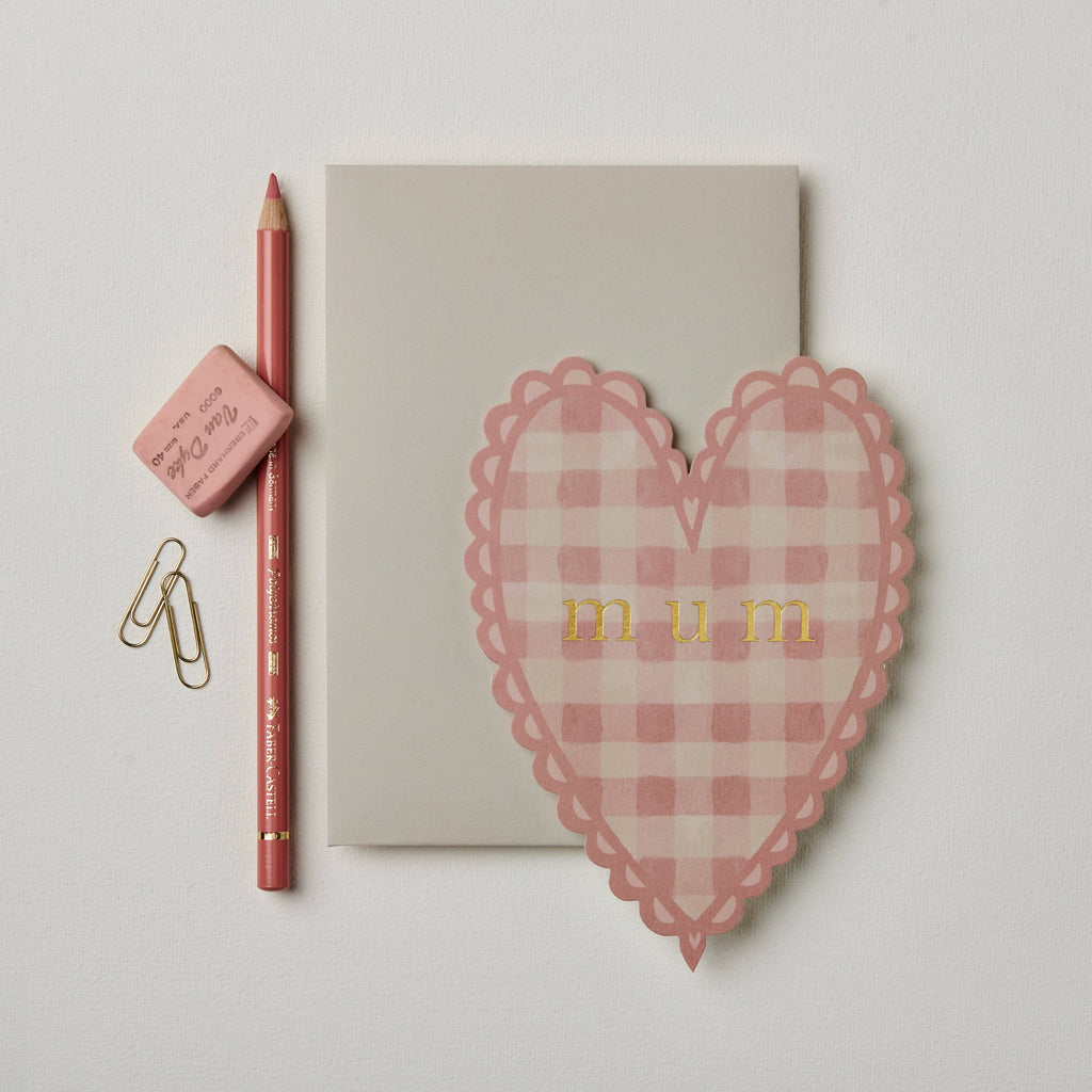 Pink Gingham 'Mum' Heart – Whimsy Floral